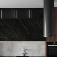 China Stain And Scratch Resistant Grey Porcelain Tiles With 3 Unique Patterns 1600*3200MM Black Slab for sale