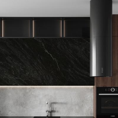 China Stain And Scratch Resistant Grey Porcelain Tiles With 3 Unique Patterns 1600*3200MM Black Slab for sale