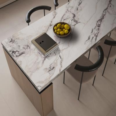 China Rectified Edge White Marble Look Porcelain Tile in 1600x3200mm for sale