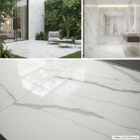 China Indoor And Outdoor Flooring And Wall Cladding Marble Look Porcelain Tile Polished Surface Texture Smooth Slightly Textured Durable Elegant for sale