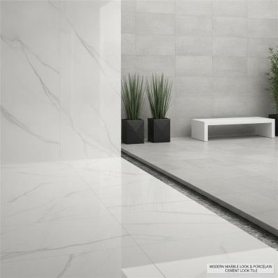 China Modern Marble Look Porcelain Tile Porcelain Cement Look Tile Ideal for Creating Sleek Minimalist Interiors and Exteriors for sale