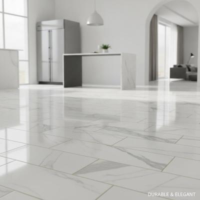 China Rectangle marble look ceramic floor tile suitable rooms kitchen durable elegant design perfect for commercial and residential spaces for sale