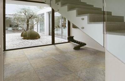 China Glazed Ceramic Living Room Floor Tiles Yellow Beige Color Heat Insulation for sale