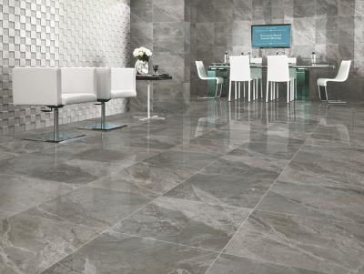 China Living Room Modern Porcelain Tile Polished Strong Abrasives Resistance grey color 600x600mm size for sale