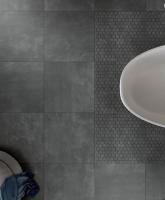 China Black Color Cement Stone Look Tile Rustic Porcelain For Non Slip Bathroom Floor Tiles for sale