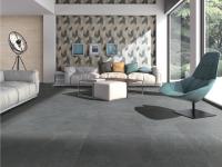 China 600x600 Matt Finish Cement Look Porcelain Tile Building Material Black Color for sale