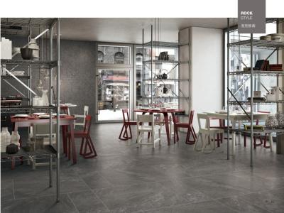 China New Style 600*600 Mordern Porcelain Anti-Slip Black Color Thin Floor Tile For Bar And Dining Room for sale