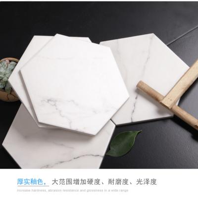 China Hexagon Mable Look 200X230mm Living Room Porcelain Floor Tile for sale