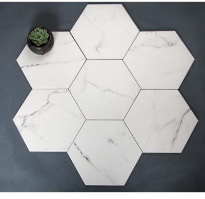 China Hexagon Outdoor Indoor 8.8mm 8'X9.2' Marble Porcelain Tile for sale