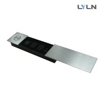 China Brushed Aluminum Sliding Cover Desktop Socket With Wireless Charging Module for sale