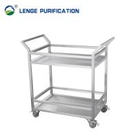 China Cleanroom Ss304 316l Stainless Steel Double Layer Trolley For Transporting Material for sale