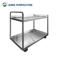 China Double Two Layer Tier Adjustable Trolley Stainless Steel Furnished Clean Room Serving 300 kg Load for sale