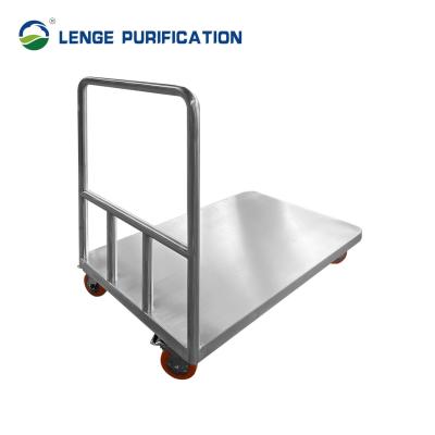 China Cleanroom Stainless Steel Single Layer Trolley Quiet Lockable Rotary Wheels with No Traces for sale