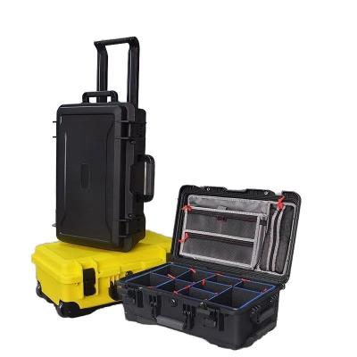 China Waterproof Shockproof EVA Foam Padded Hard Plastic Tool Case with Pull Rod Handle IP67 Customizable 560*355*230mm for sale