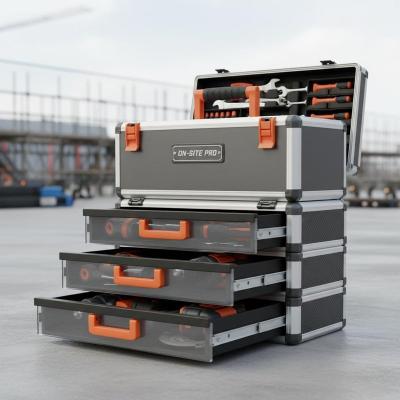 China Portable Custom Tool Box with Lightweight Construction Spacious Compartments and BT Tool Holder for On-Site Tool Management for sale