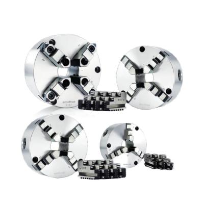 China AutoStrong Cast Iron 4 Jaw Lathe Chuck 200mm Plain Back 2 Piece Jaws Scroll Chuck for sale
