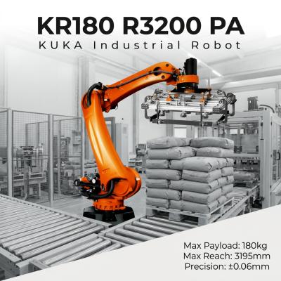 China KUKA KR180 R3200 PA 5-Axis Palletizing Robot 180kg Payload 3195mm Reach KRC4/KRC5 for sale