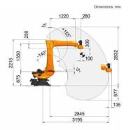 China In Stock KUKA KR180 R3200 PA Six Axis Industrial Robot Arm, 3195mm Reach Palletizing Handling Robotic Arm for sale