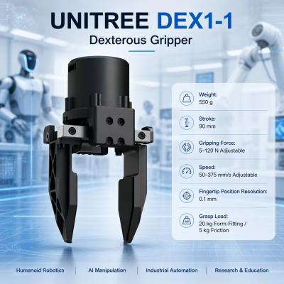China Unitree Dex1-1 Standard Electric Robot Gripper 90mm Stroke Adjustable Force Robotic End Effector Humanoid Robot Gripper for sale