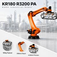 China KR180 R3200 PA KUKA robot palletizer 5 axis robot arm 3195 mm maximum reach 180 kg payload material handling for sale