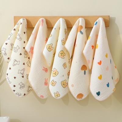 China Animal Print 100% Cotton Custom Cartoon Printed Woven Baby Kids Small Mini Face Towel for sale