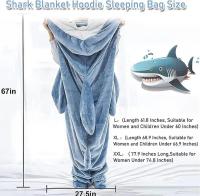 China Brushed Pattern Shark Blanket Hoodie Super Soft Flannel Wearable for Adults and Children for sale
