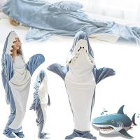China Brushed Pattern Shark Blanket Hoodie Super Soft Flannel Wearable for Adults and Children for sale