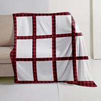 China Polyester Christmas Printed Subbank Throw Blanket with Red Plaid Panel and Tassel Trim for sale