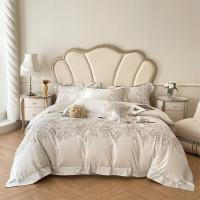 China 200TC Washed Cotton Silk Embroidery 4 Pcs Bedding Set King Size with Thread Count 200TC for sale