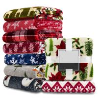 China Woven Super Soft Custom Christmas Holiday Style Printed Decorations Flannel Throw Blanket for sale