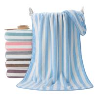 China Household Thickened Striped Coral Velvet Bath Towel for Quick Drying and Absorption for sale