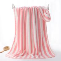 China Household Thickened Striped Coral Velvet Bath Towel for Quick Drying and Absorption for sale