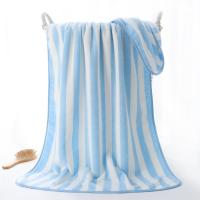 China Household Thickened Striped Coral Velvet Bath Towel for Quick Drying and Absorption for sale