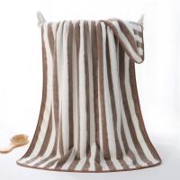 China Household Thickened Striped Coral Velvet Bath Towel for Quick Drying and Absorption for sale