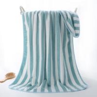 China Household Thickened Striped Coral Velvet Bath Towel for Quick Drying and Absorption for sale