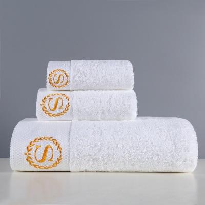 China Customized Logo Five-Star Hotel White Guesthouse Towels in Pure Cotton Materialization for sale