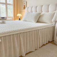 China Single Bed Coral Velvet Bedspread with Lace Padding Anti-Static Cotton Flannel Bed Skirt for sale