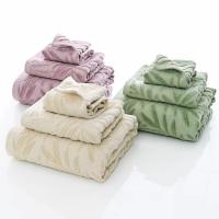 China All-Occasion Cut Velvet Jacquard Leaves Bath Towel Set for Grade Gifts on Earth Day for sale