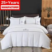 China 100% Cotton Solid Pattern Flat Sheet for Hotel Custom Quilt Cover Set Hotel Bedding Sets for sale