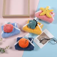 China Children's Cute Handkerchief Soft and Absorbent Coral Velvet Towel with Hanging Hook for sale