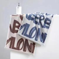 China Dark Color 16pcs Selvage Spun Cotton Face Towel with Stain Resistant Letters Blue Curry for sale