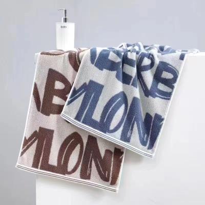 China Dark Color 16pcs Selvage Spun Cotton Face Towel with Stain Resistant Letters Blue Curry for sale