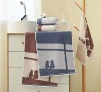 China Dark Color 16pcs Selvage Spun Cotton Face Towel with Stain Resistant Letters Blue Curry for sale