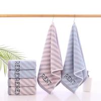 China Dark Color 16pcs Selvage Spun Cotton Face Towel with Stain Resistant Letters Blue Curry for sale