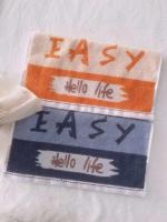 China Dark Color 16pcs Selvage Spun Cotton Face Towel with Stain Resistant Letters Blue Curry for sale