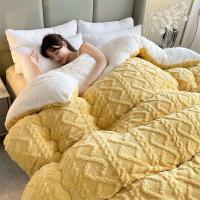 China 100% Polyester Thickened Warm Taffeta Winter Quilt with Lamb Velvet and Printed Pattern for sale