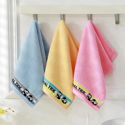 China Rectangle Cotton Towel Colorful Little Panda Double-Sided Strand Children's Thick Hand Towel for sale