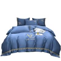 China Vintage Luxury Washed Cotton Silk Embroidery 4 Pcs Bedding Set King Size Comforter Set for sale