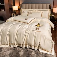 China Modern Style Hotel Living Bedding Solid Color Embroidered Washing Silk Duvet Cover Set for sale