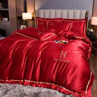 China Modern Style Hotel Living Bedding Solid Color Embroidered Washing Silk Duvet Cover Set for sale